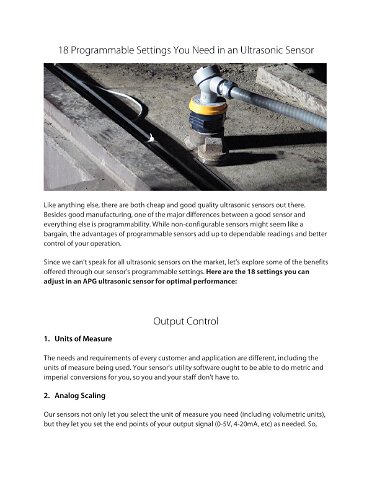 18 Programmable Settings You Need In An Ultrasonic Sensor